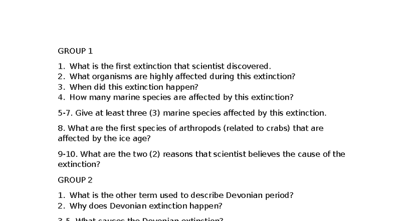 QUIZ - Biodiversity Extinctions Overview (BIO 101) - Studocu