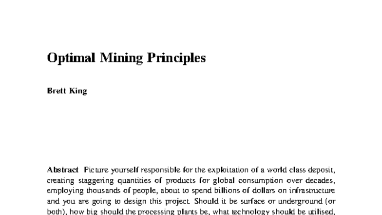 Optimal Mining Principles: Strategies for Effective Project Planning ...