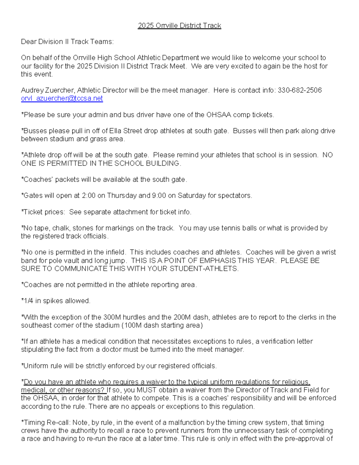 2025 Division II District Track Meet Guidelines and Schedule - Studocu