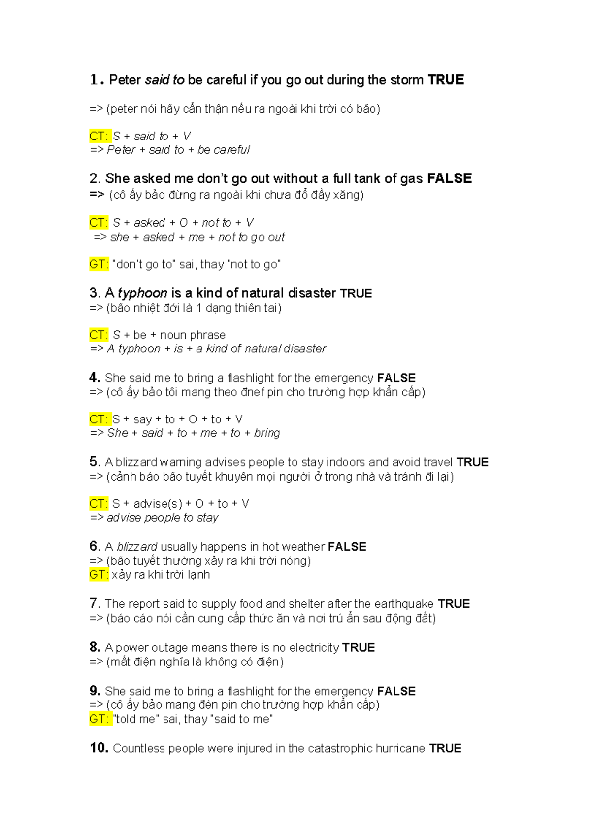 TRUE or FALSE Statements Analysis - SPEA - Studocu