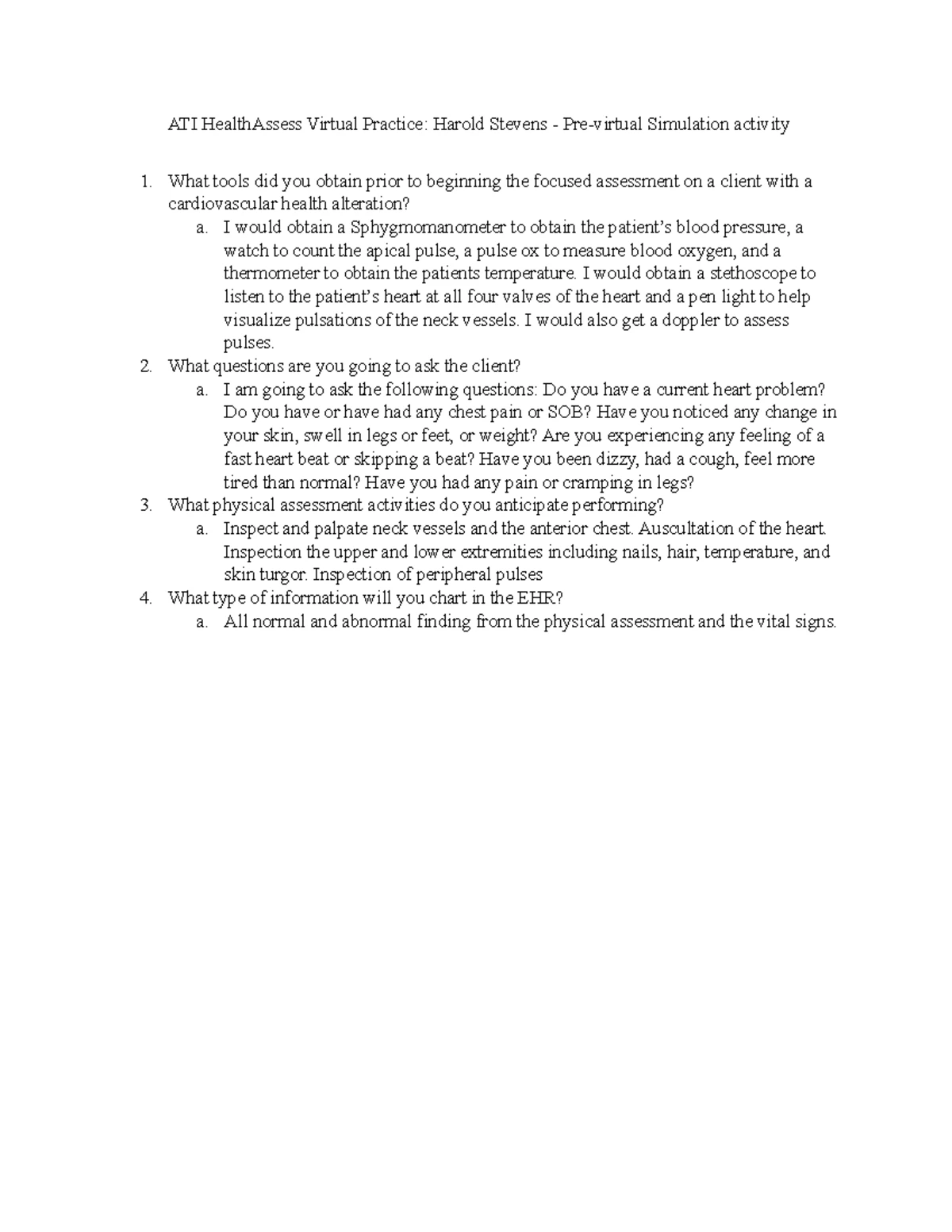 Diane Radford Virtual Assessment - Module Report Achieved Intervention ...