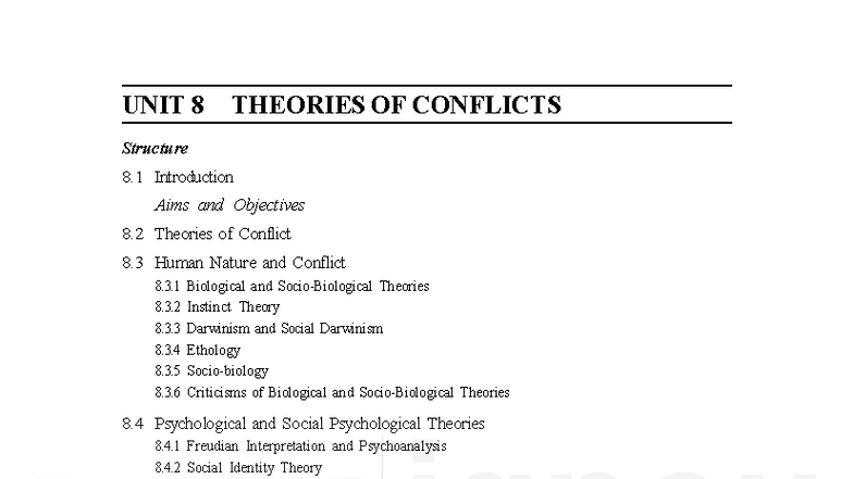 UNIT 8 THEORIES OF CONFLICT IN PEACE AND CONFLICT RESEARCH - Studocu