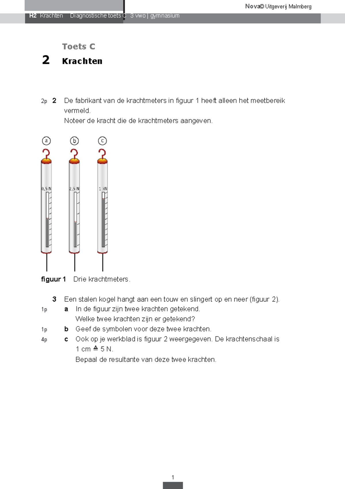 Diagnostische Toets C — Krachten 3 vwo | Gymnasium Oefentoets - Studeersnel