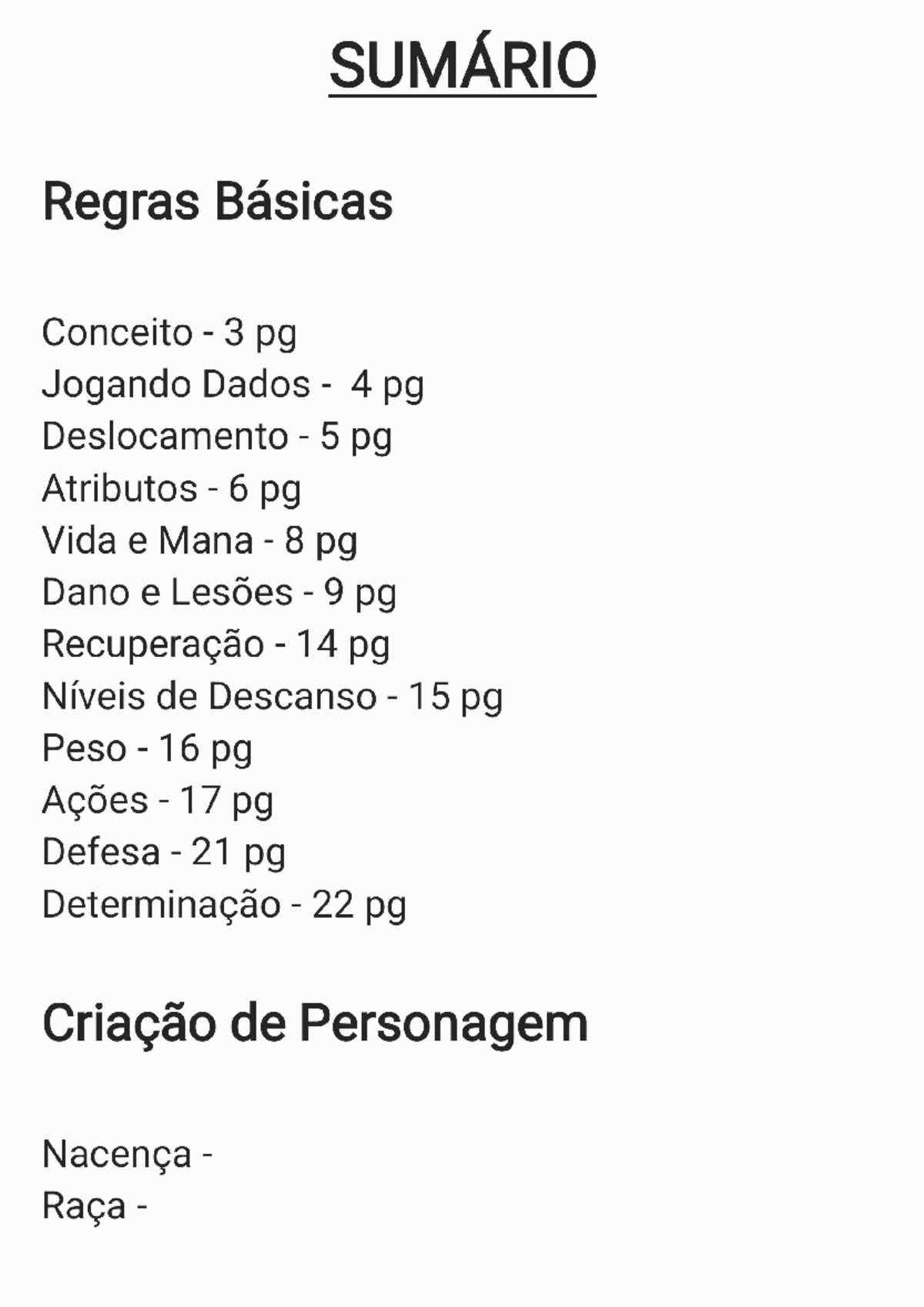 Livro Básico Broken Word (Player) 250321 004117 - SUMÁRIO Regras Básicas Conceito 3 pg Jogando ...