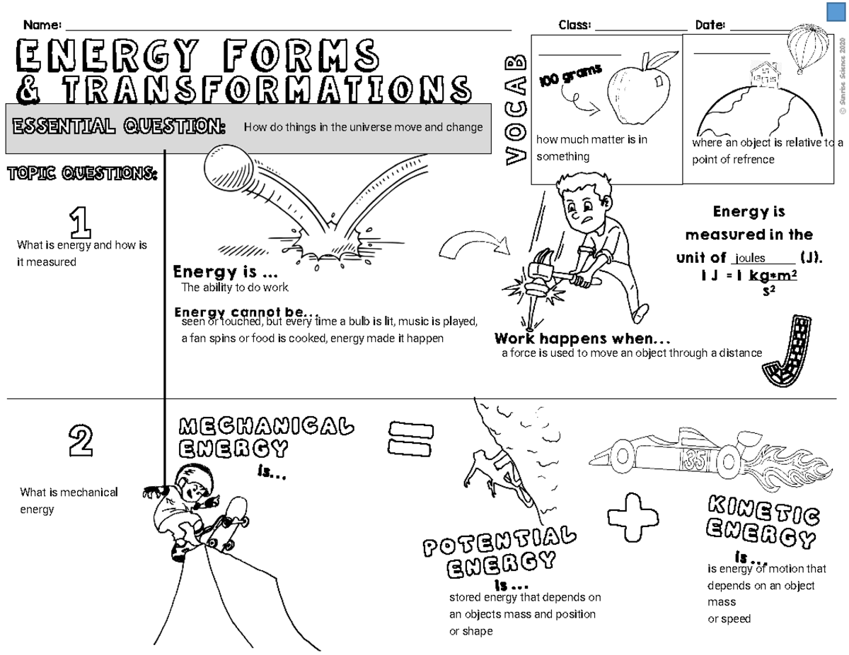 Energy Forms and Transformations - Study Guide (SCI101) - Studocu