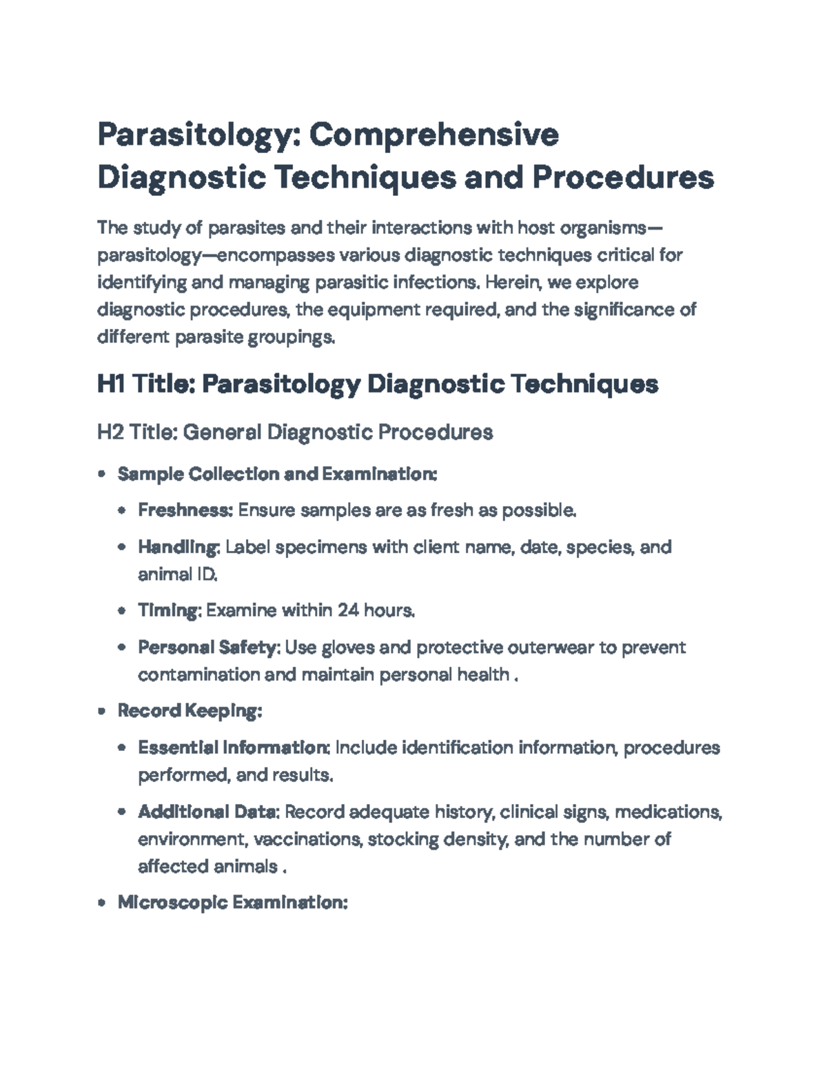 Parasitology Diagnostic Techniques and Procedures Overview ...