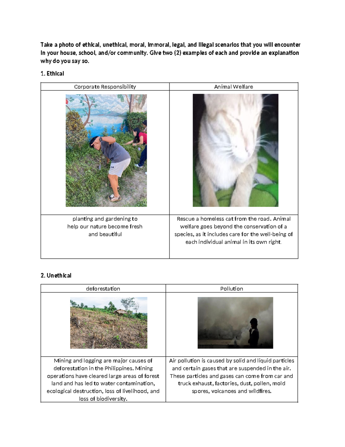01 e LMS Activity 1 - Ethical vs Unethical Scenarios in Daily Life ...