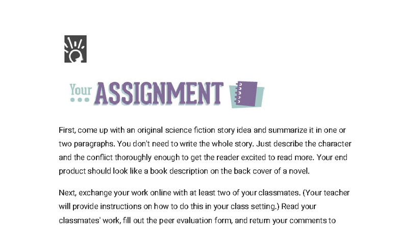 4.2.9 Practice - Science Fiction Story Summary & Peer Review Guide ...