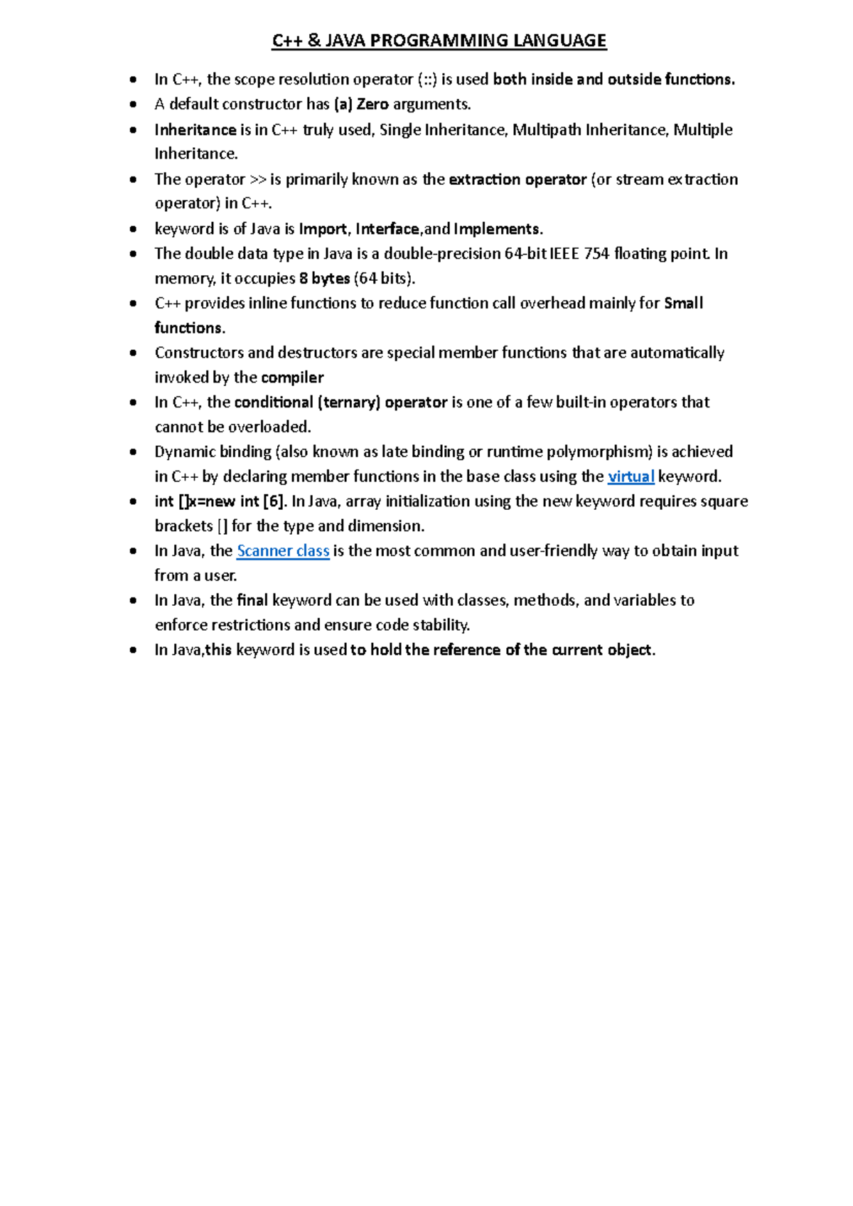 Paper VI - Java Programming Language Notes: Key Concepts and Features ...