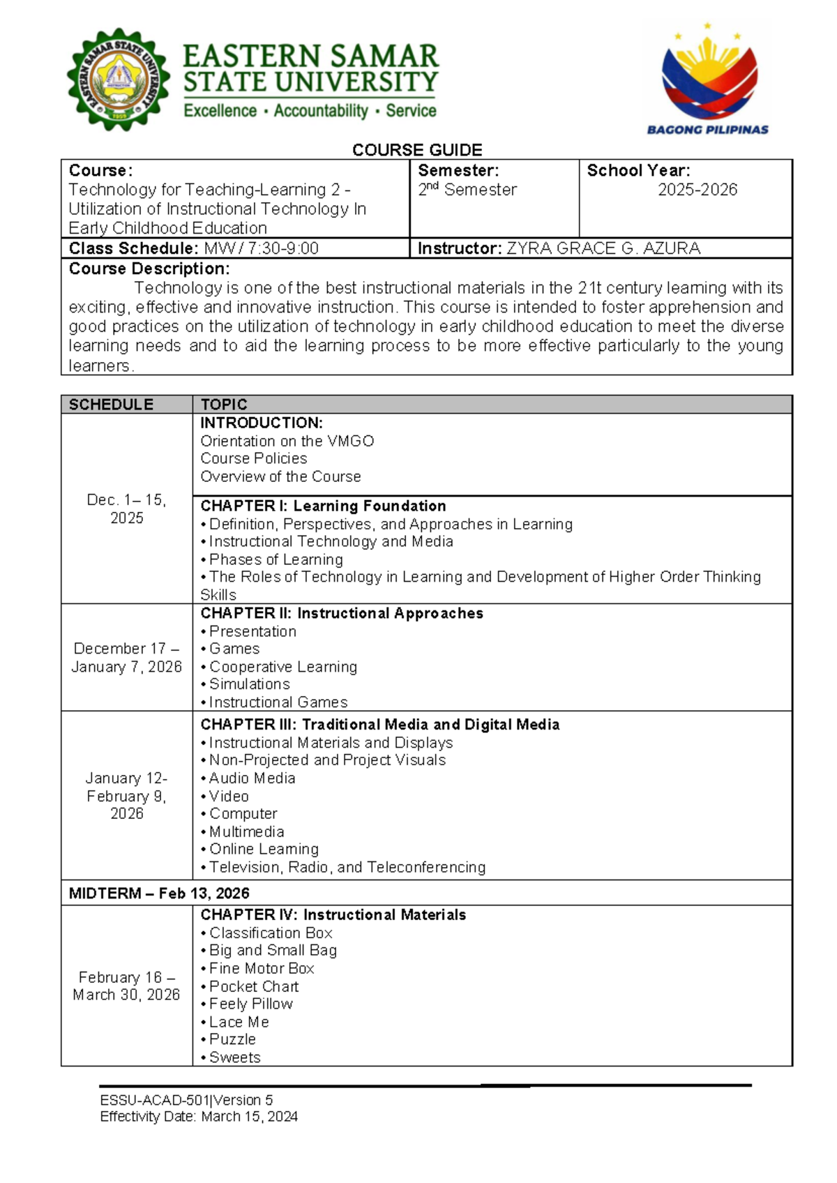 Course Guide: ECED-322 Utilization of Instructional Technology in Early ...