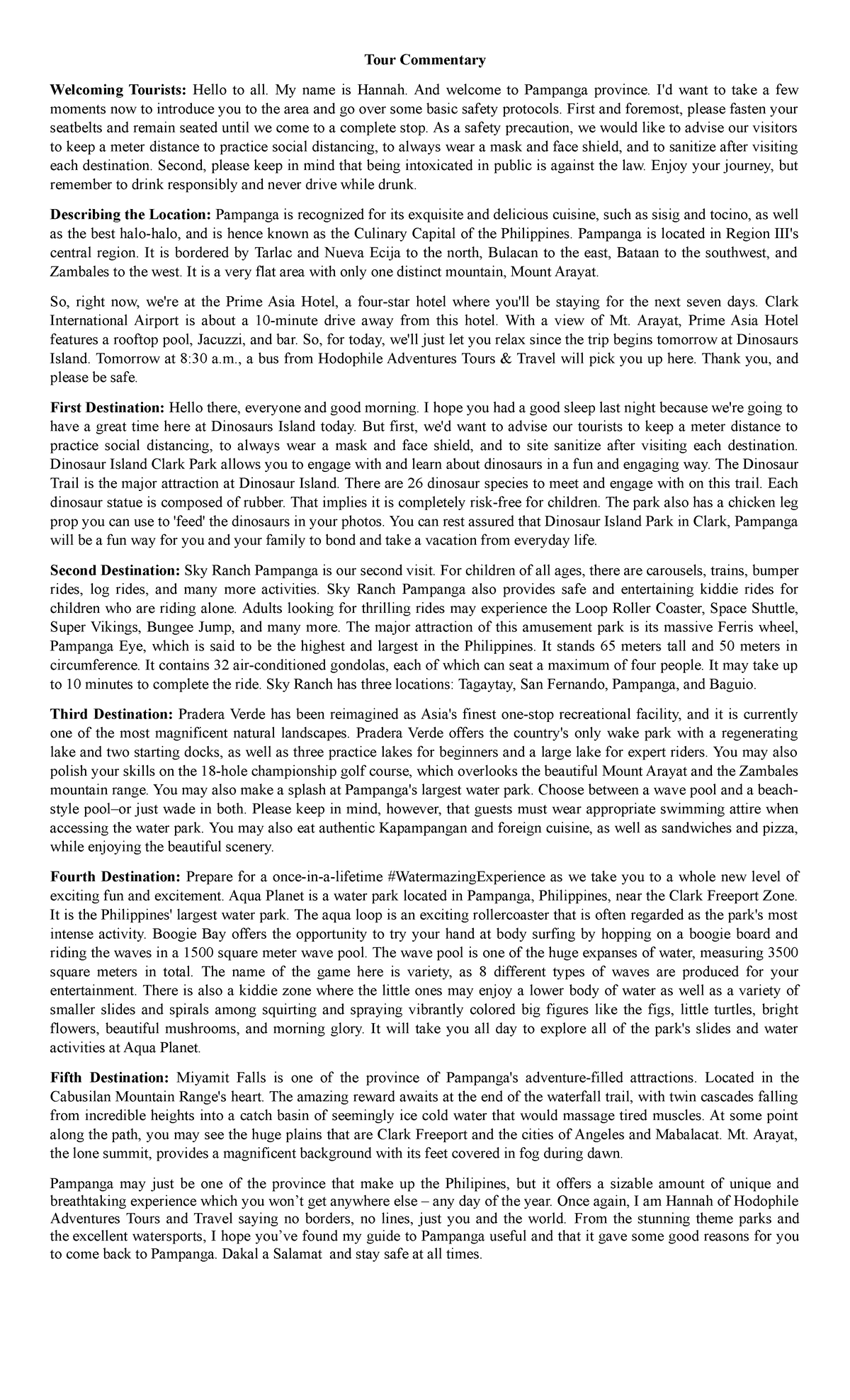 Pampanga Tour Commentary: Highlights & Attractions Overview - Studocu