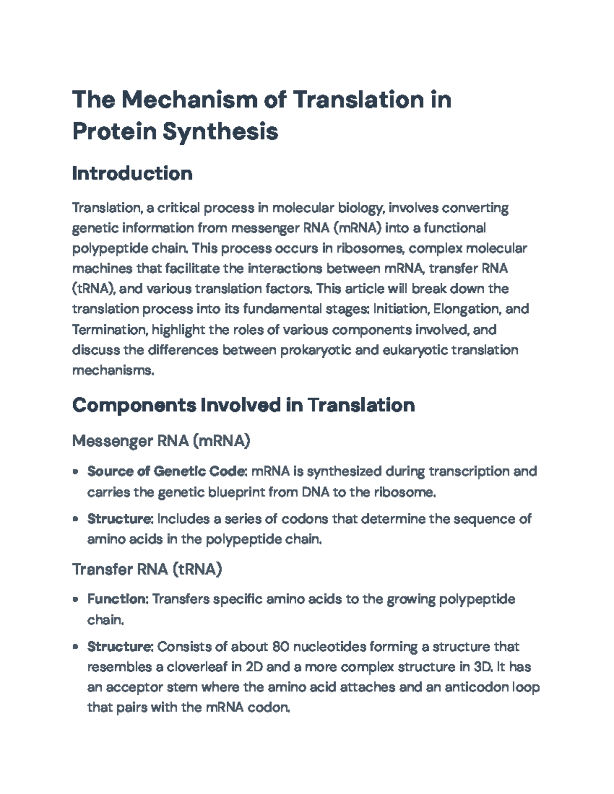 Understanding the Mechanism of Protein Translation in Molecular Biology ...