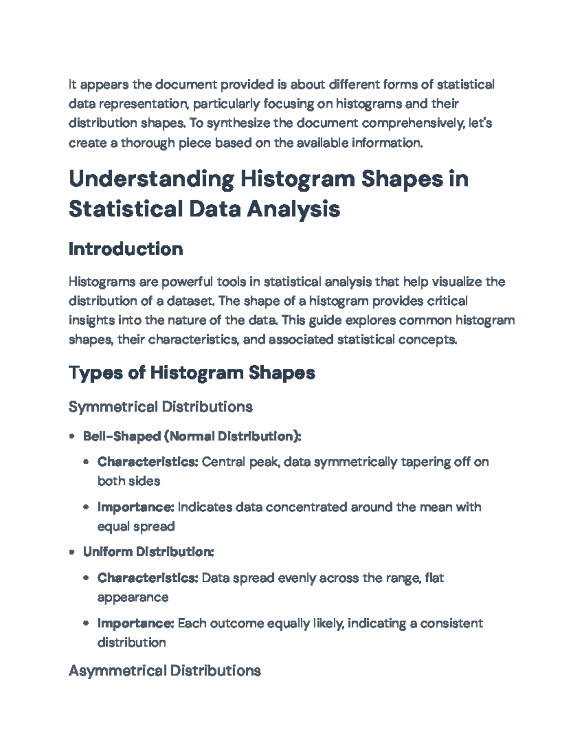 Statistical Data Analysis: Understanding Histogram Shapes and ...