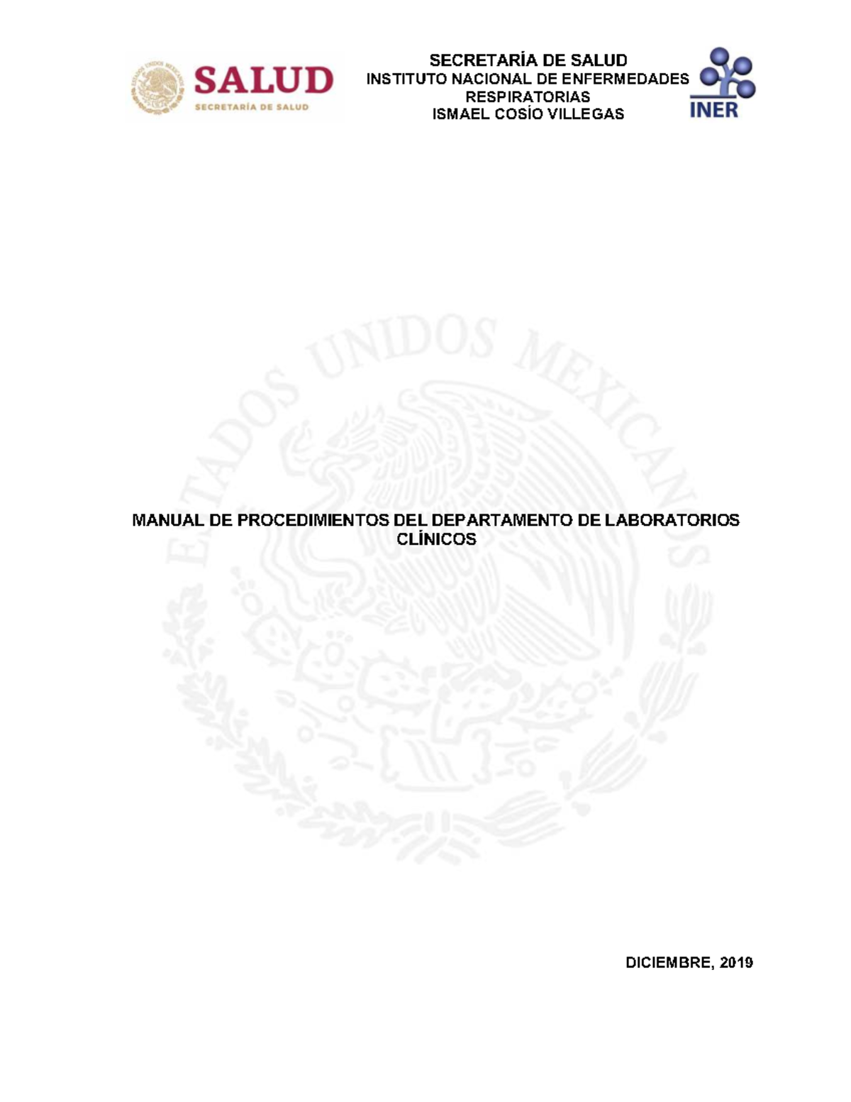 Manual de Procedimientos del Departamento de Laboratorios Clínicos ...