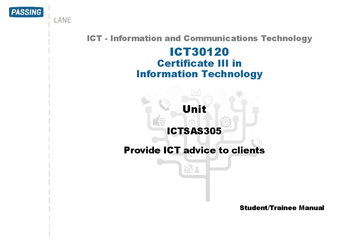 ICT30120 Manual: Provide ICT Advice to Clients (Unit ICTSAS305) - Studocu