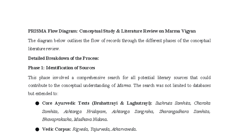 PRISMA Flow Diagram: Literature Review on Marma Vigyan Concepts - Studocu