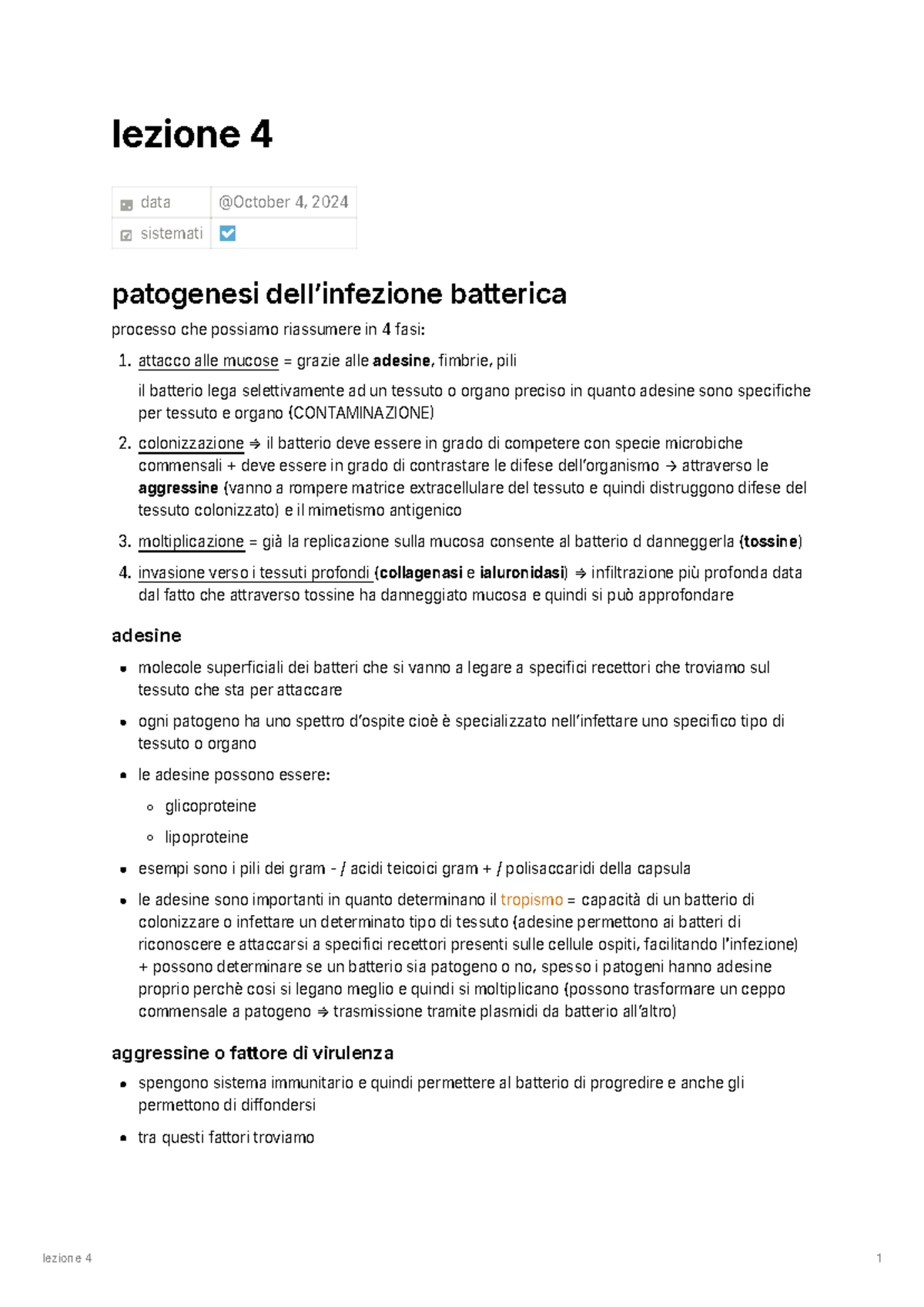 Lezione 4: Patogenesi dell'Infezione Batterica e Antibiotici - Studocu