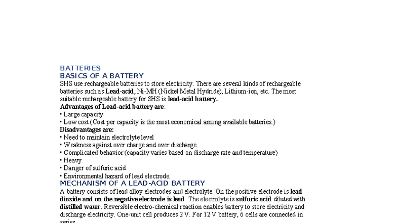 Topic 5: Batteries - Revision Notes for SHS - Studocu