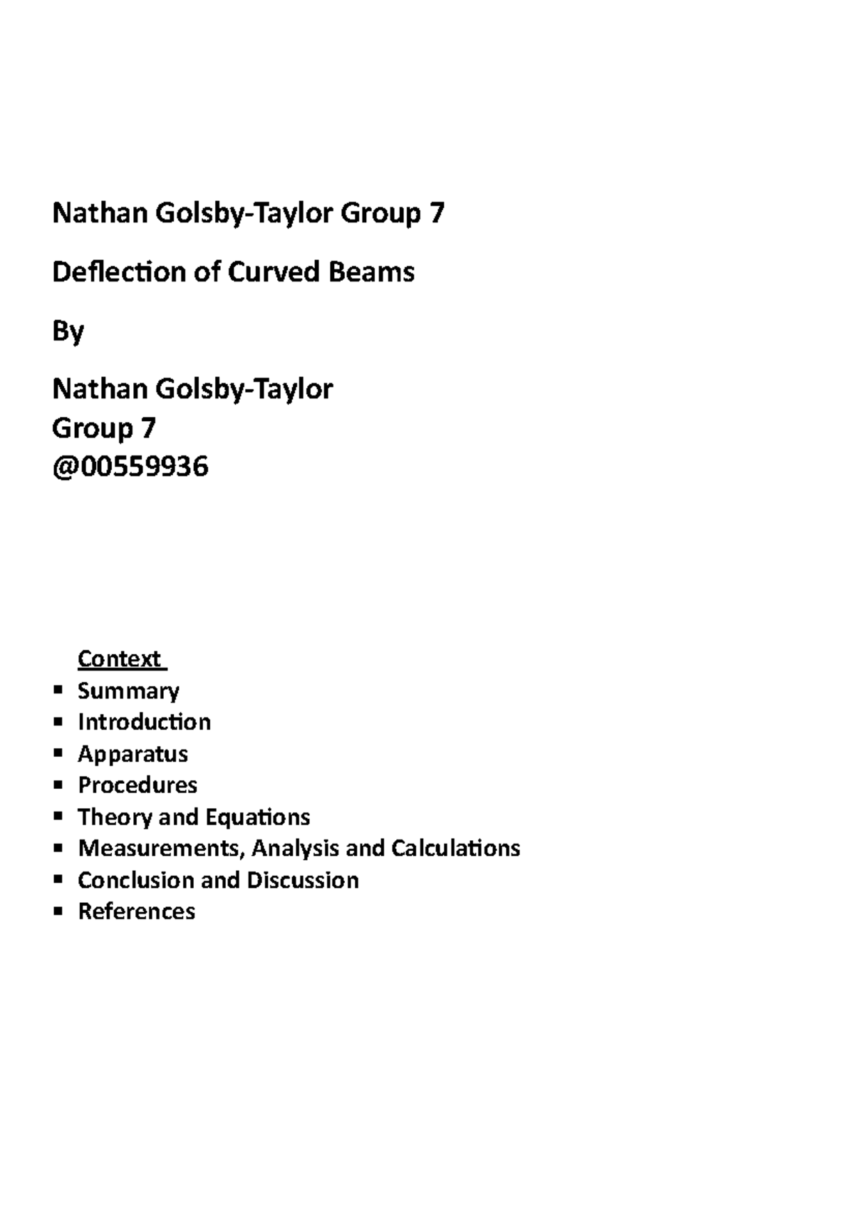 Lab Report: Deflection of Curved Beams - Nathan Golsby-Taylor (ME 354 ...