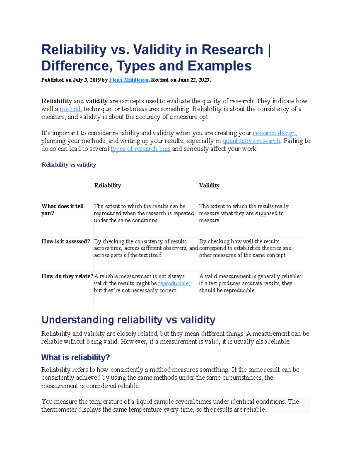 Validity AND Reliability - Reliability vs. Validity in Research | Difference, Types and Examples ...