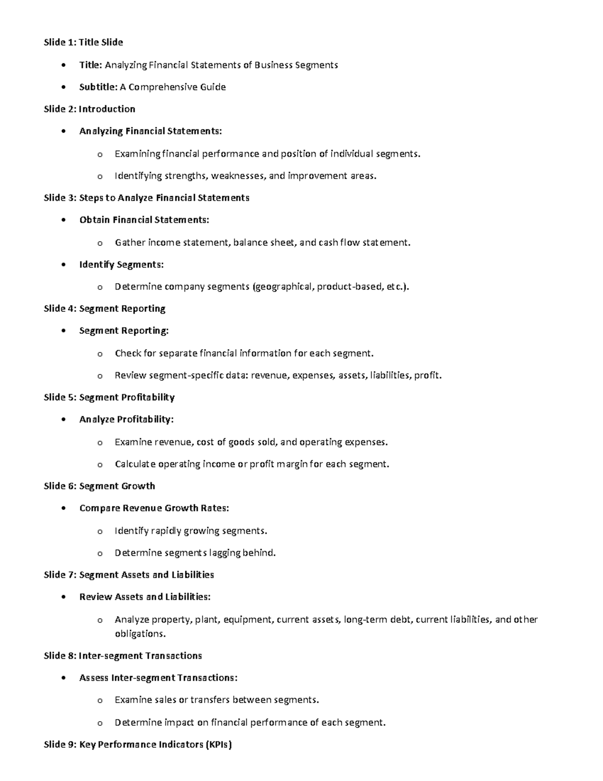 Analyzing Financial Statements of Business Segments 260607 - Studocu