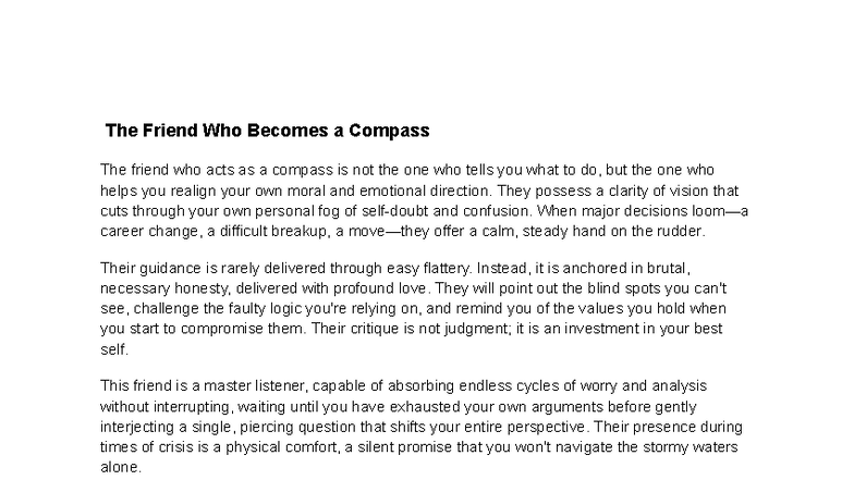 The Role of a True Friend as Your Moral Compass - Studocu