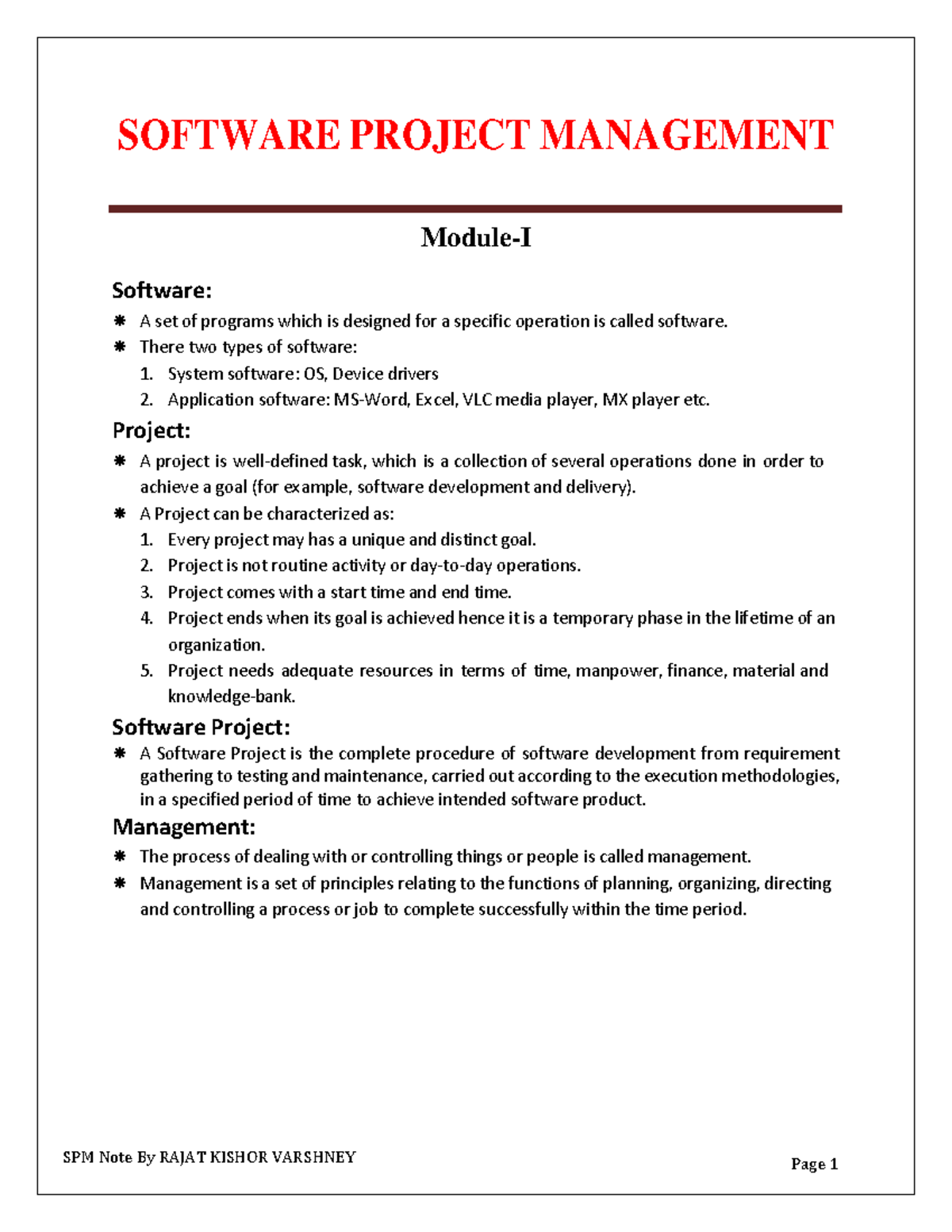 SPM 101: Comprehensive Lecture Notes on Software Project Management ...