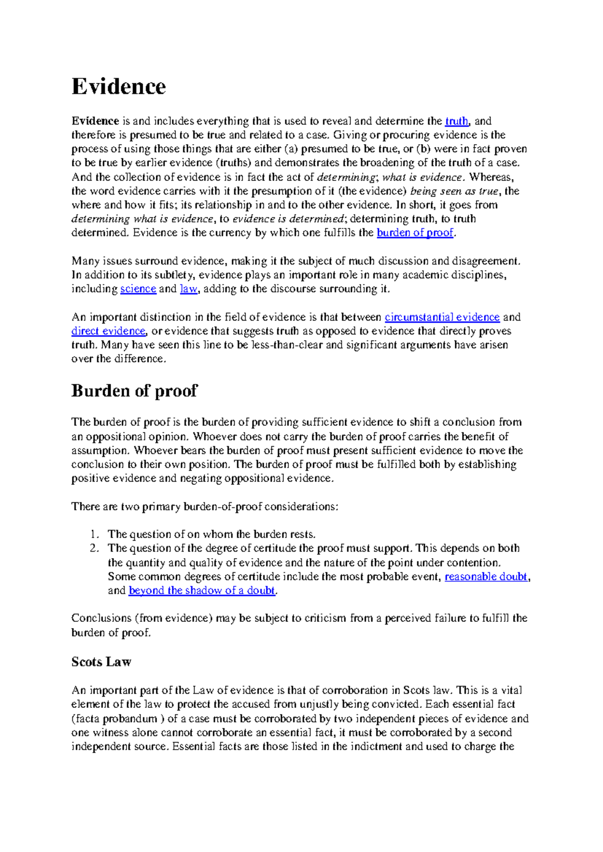 Evidence v law - ... - Evidence Evidence is and includes everything ...