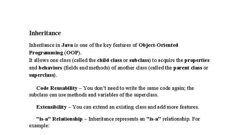 Chapter 3 - Inheritance and Polymorphism in Java (CS101) - Studocu