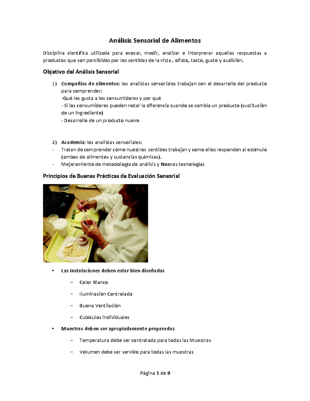 Análisis Sensorial de Alimentos: Métodos y Principios Esenciales - Studocu