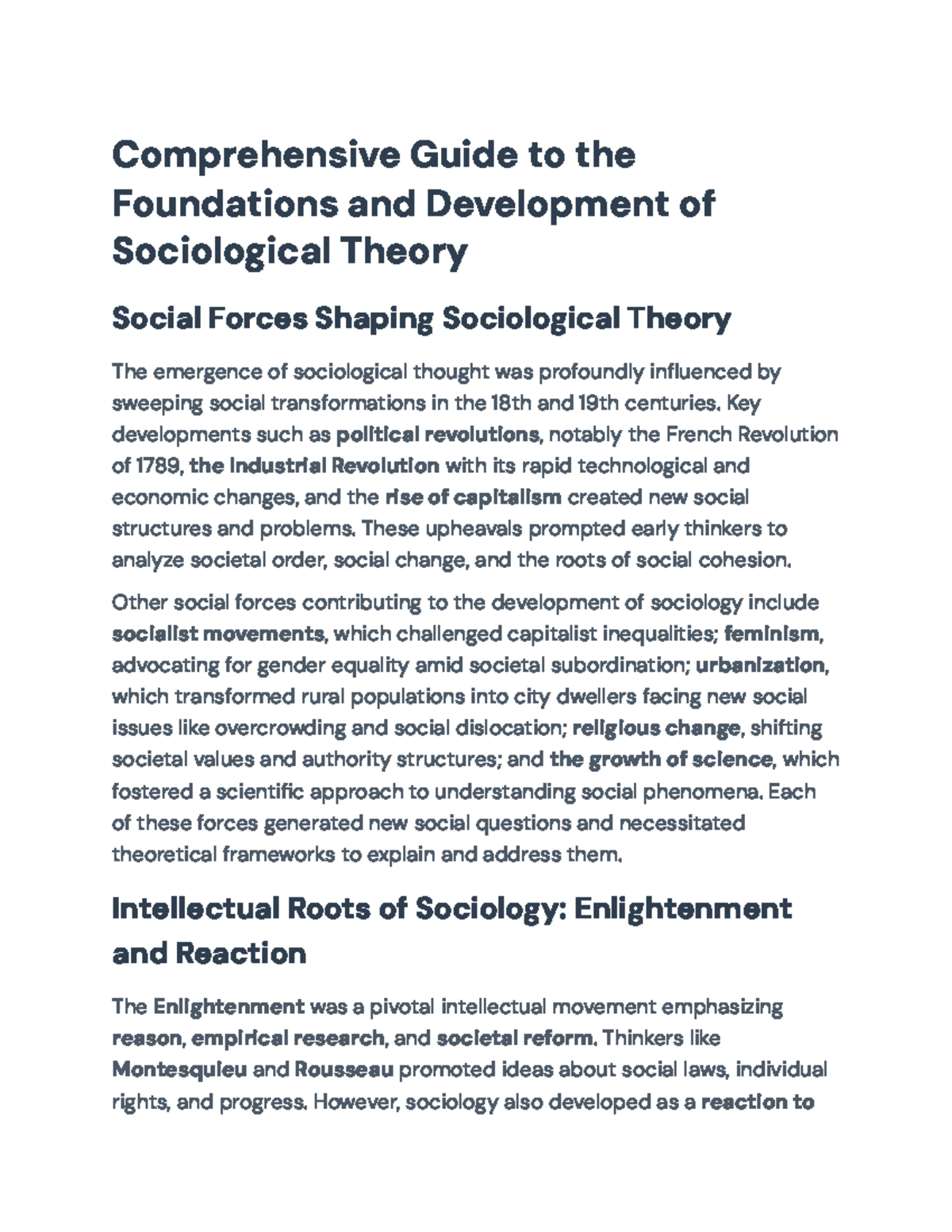 Sociological Theory Foundations: Key Developments and Influences - Studocu