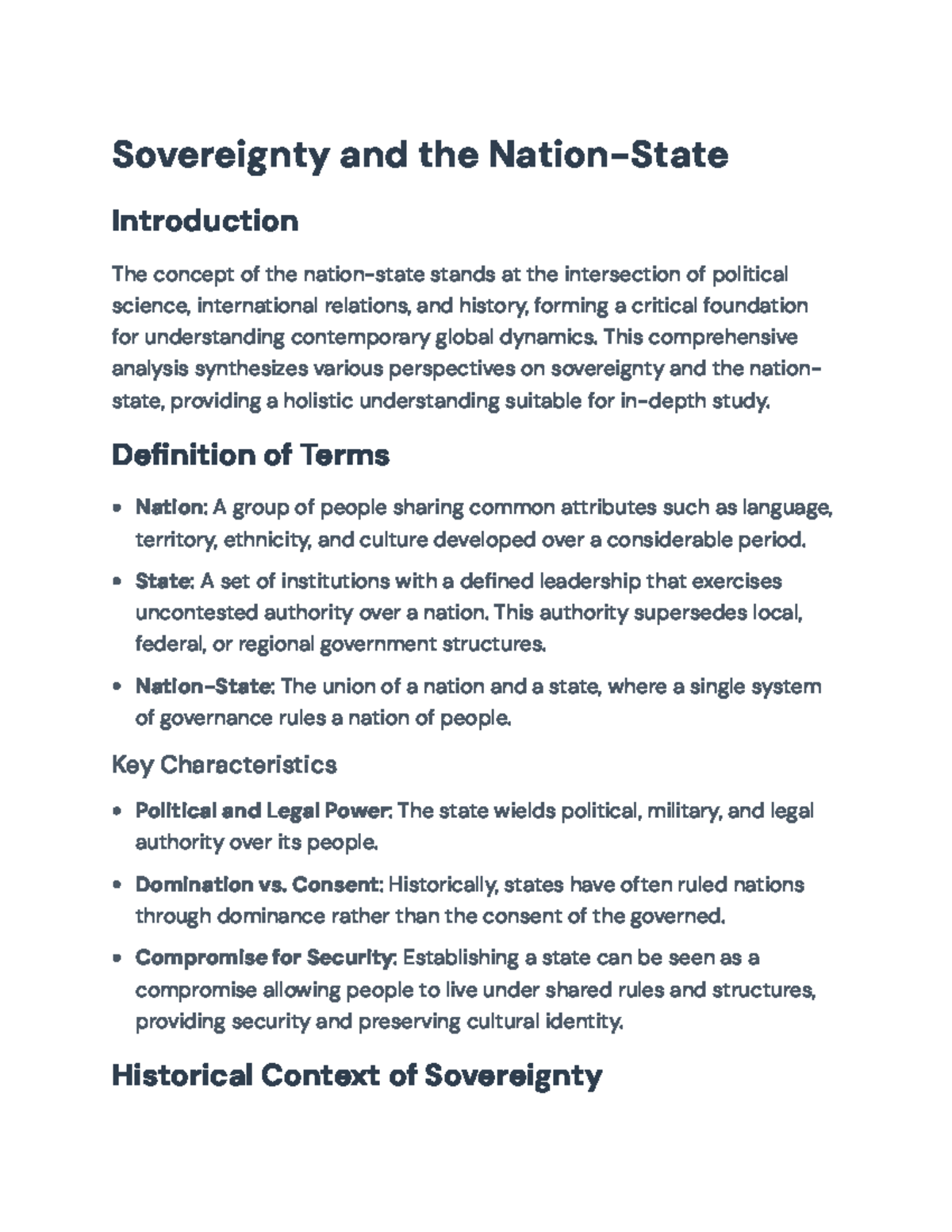 Sovereignty and the Nation-State: Historical and Contemporary Insights ...
