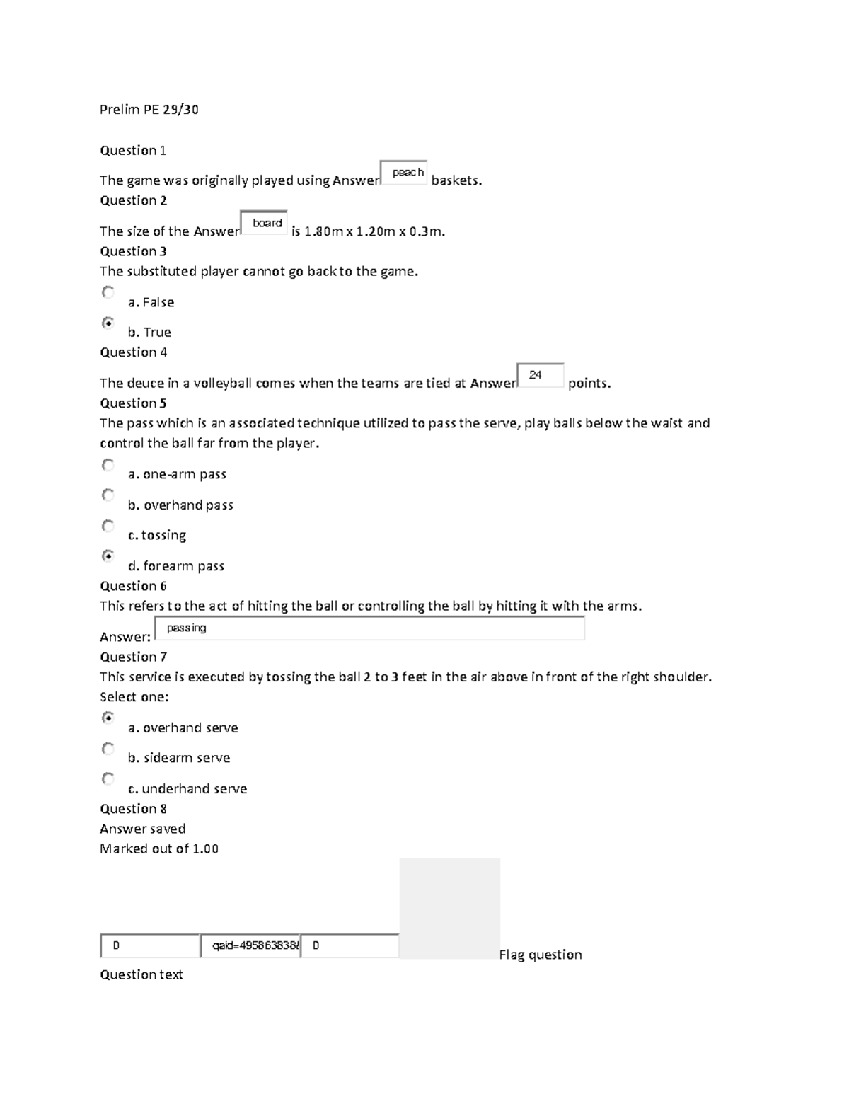 Pdfcoffee - prelims filipino - Prelim PE 29/ Question 1 The game was ...