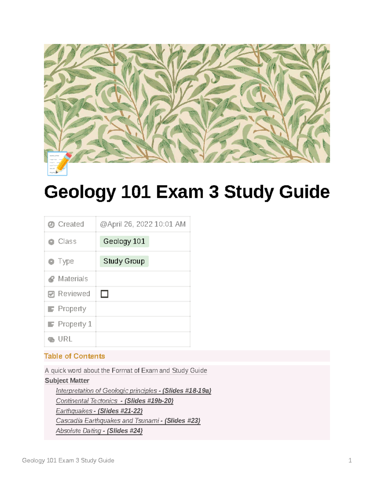 Geology 101 Exam 3 Study Guide - 📝 Geology 101 Exam 3 Study Guide ...
