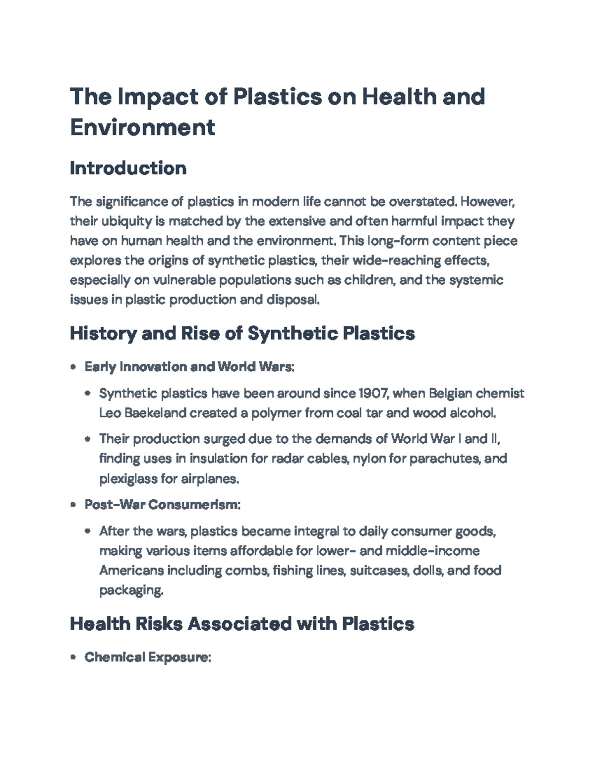The Impact of Plastics on Health and Environment: Key Insights and ...