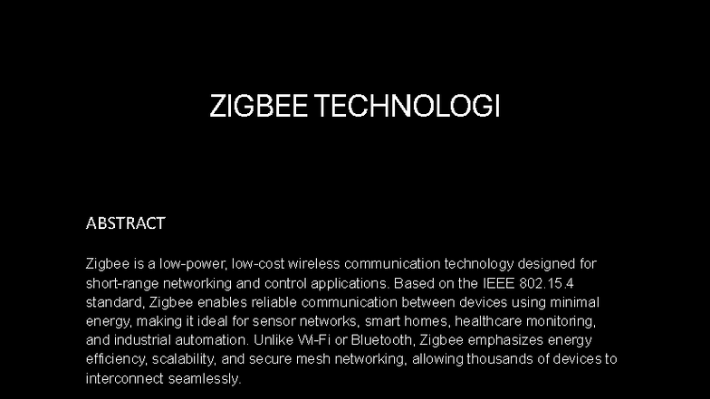 Zigbee Technology Seminar: Architecture, Applications & Future Trends - Studocu