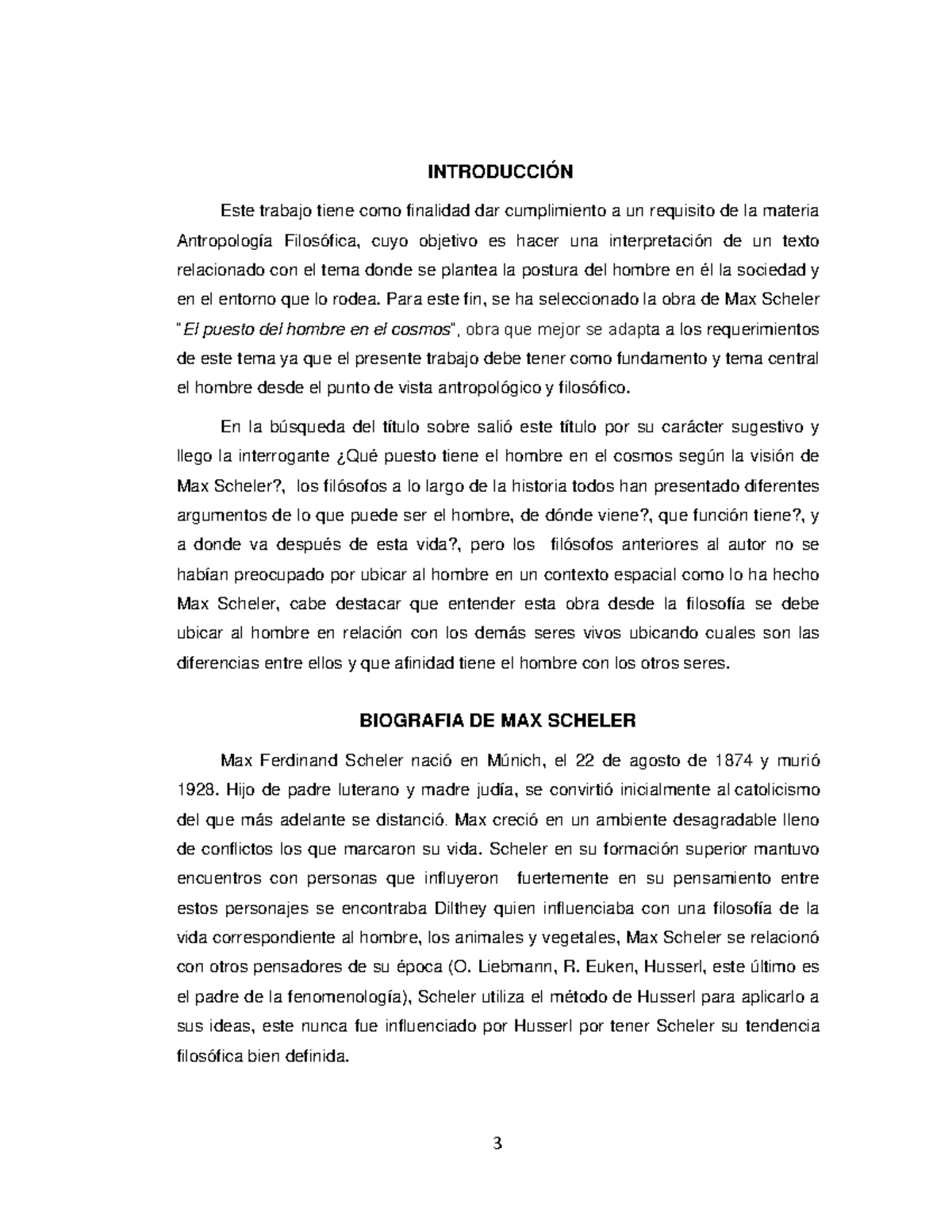 Resumen de "El puesto del hombre en el cosmos" - Antropología ...