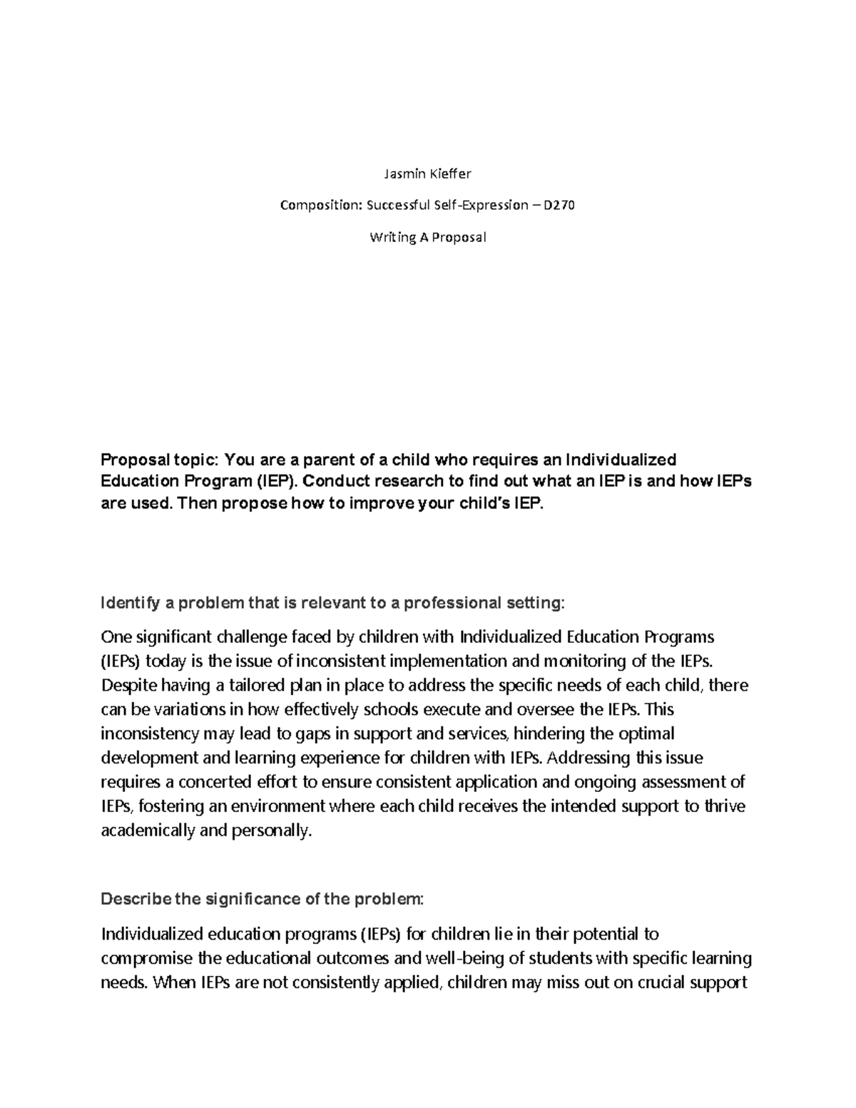 RHM3 Task 3: Proposal for Enhancing Individualized Education Programs ...