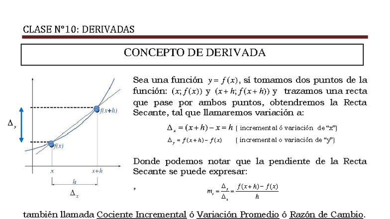 CLASE DERIVADAS: CONCEPTO Y CÁLCULO DE DERIVADAS - Studocu