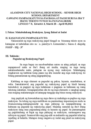 Activity sheet-fil. 11 for Self-Learning materials - ACTIVITY SHEETS SA ...