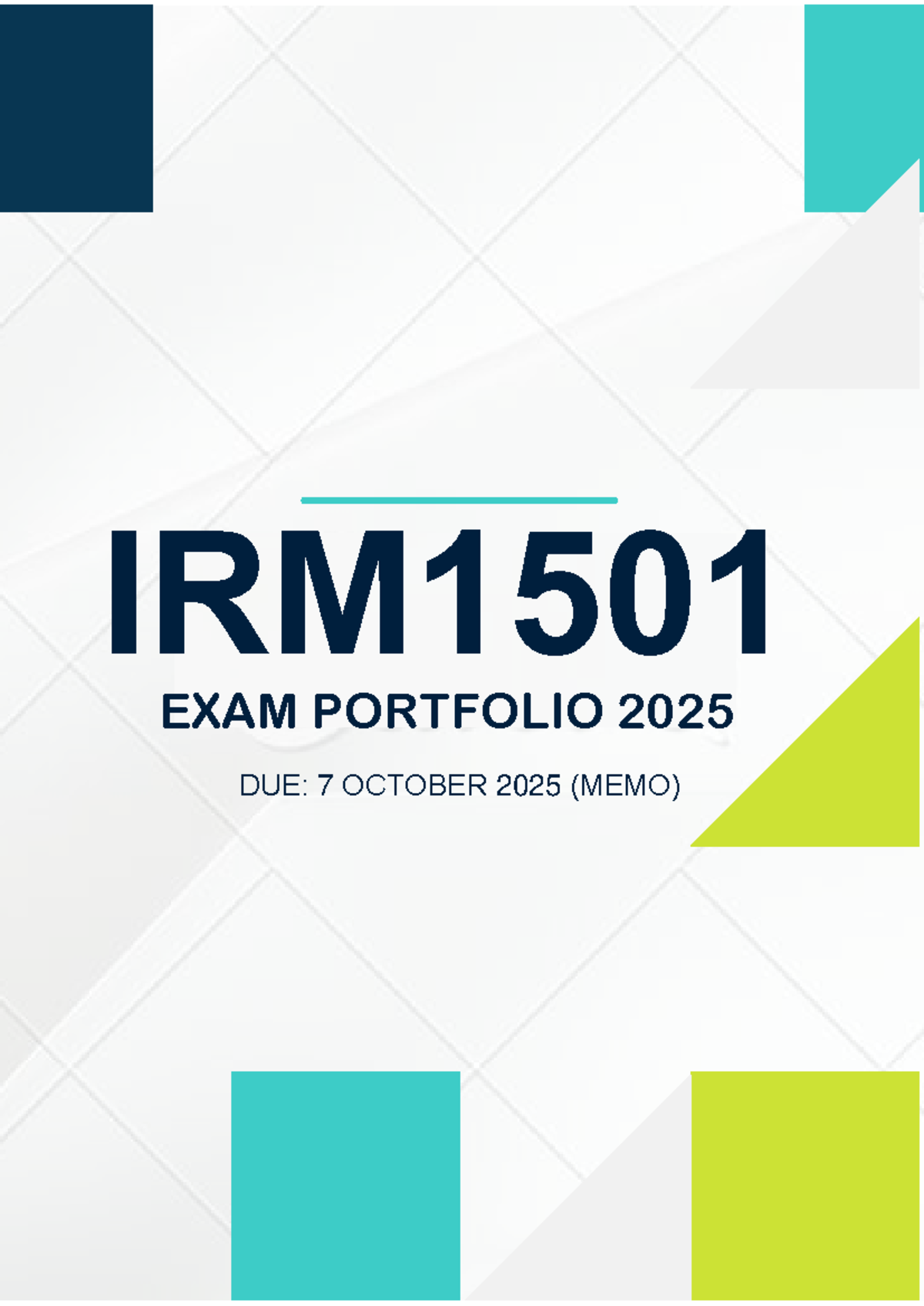 IRM1501 FINAL EXAM PORTFOLIO MEMO 2025: Everfresh Case Analysis - Studocu