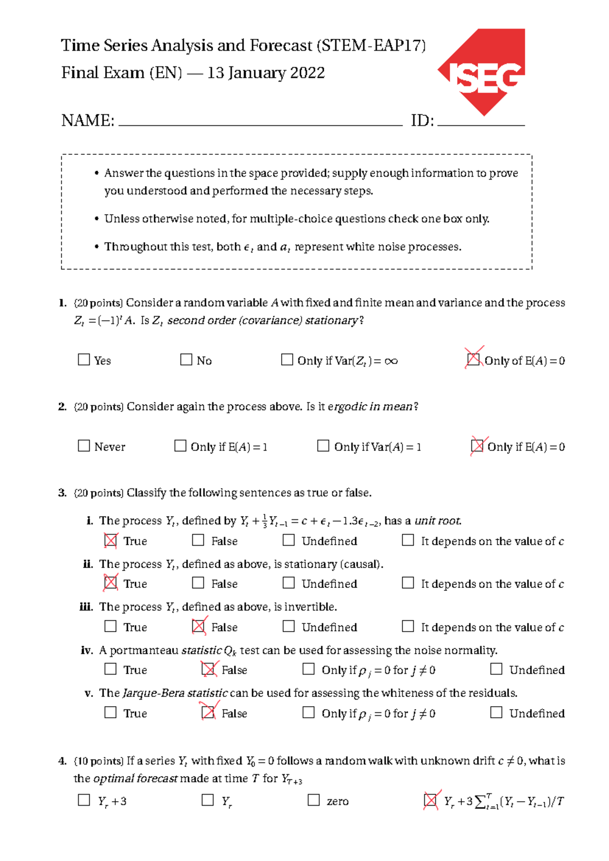 Final Exam Solutions for Time Series Analysis (STEM-EAP17) - Studocu