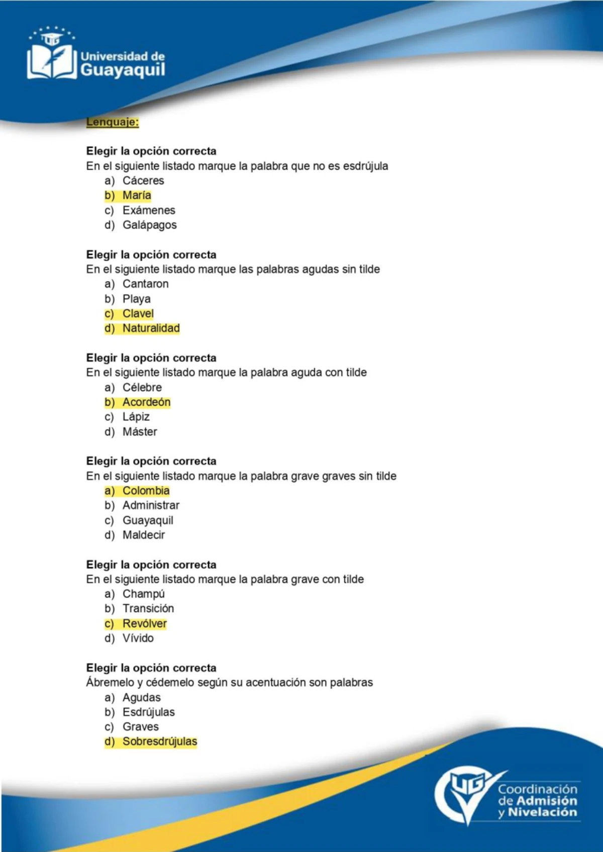 Cuestionario- I Parcial examen 1 - Universidad de guayaquil Coordinación de admisión y ...