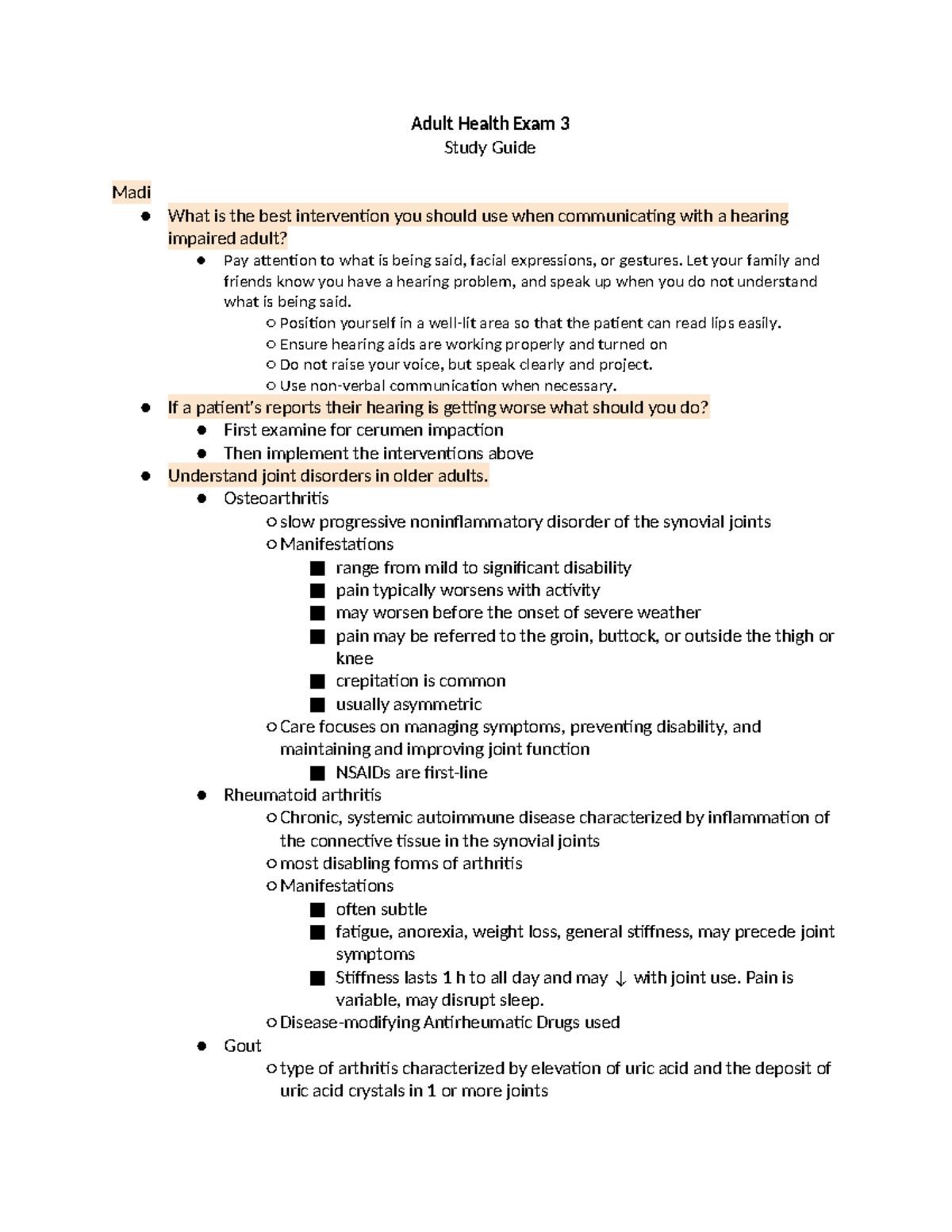 AH 101: Exam 3 Study Guide - Key Interventions & Concepts - Studocu