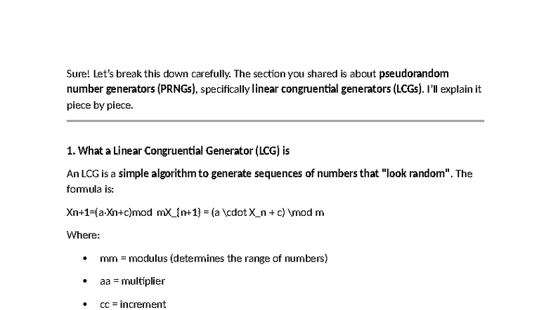 Module 2 - Understanding Linear Congruential Generators (LCGs) and ...