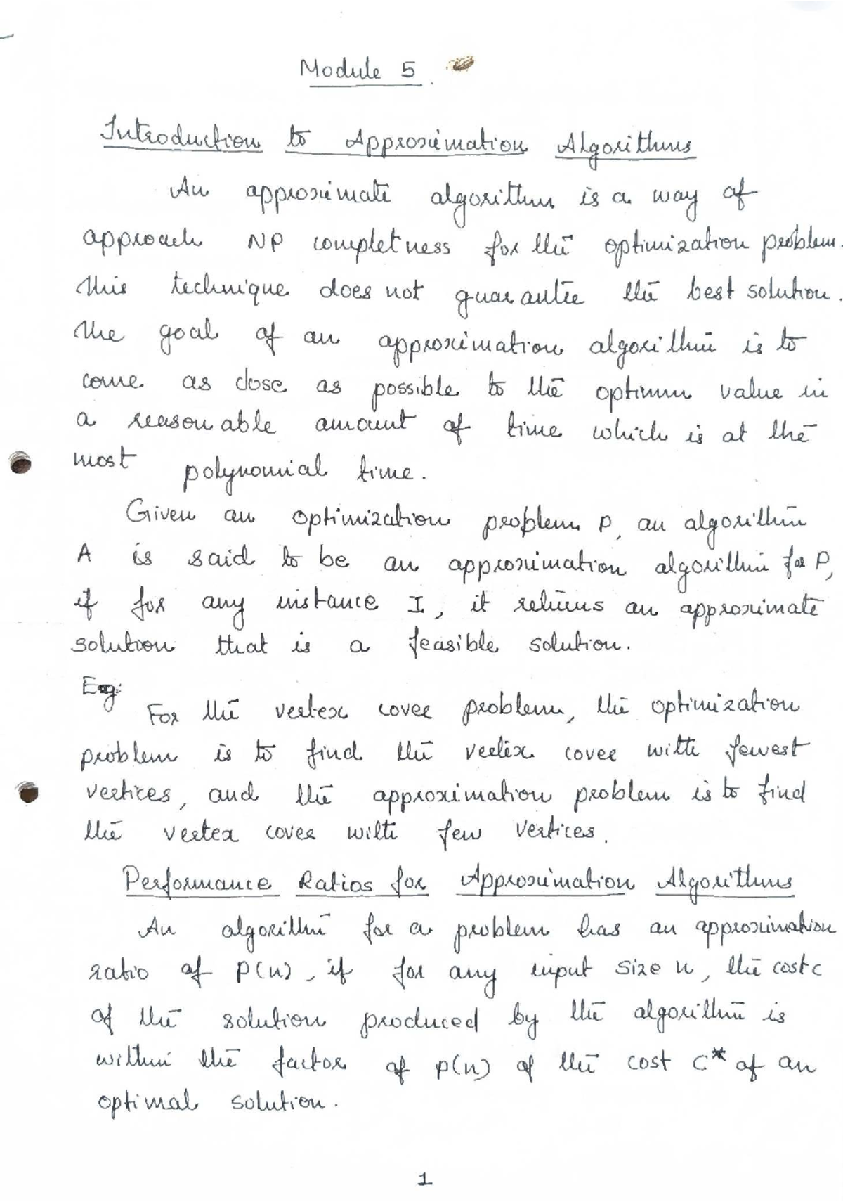 Module 5 - Lecture Notes on Approximation Algorithms - Studocu