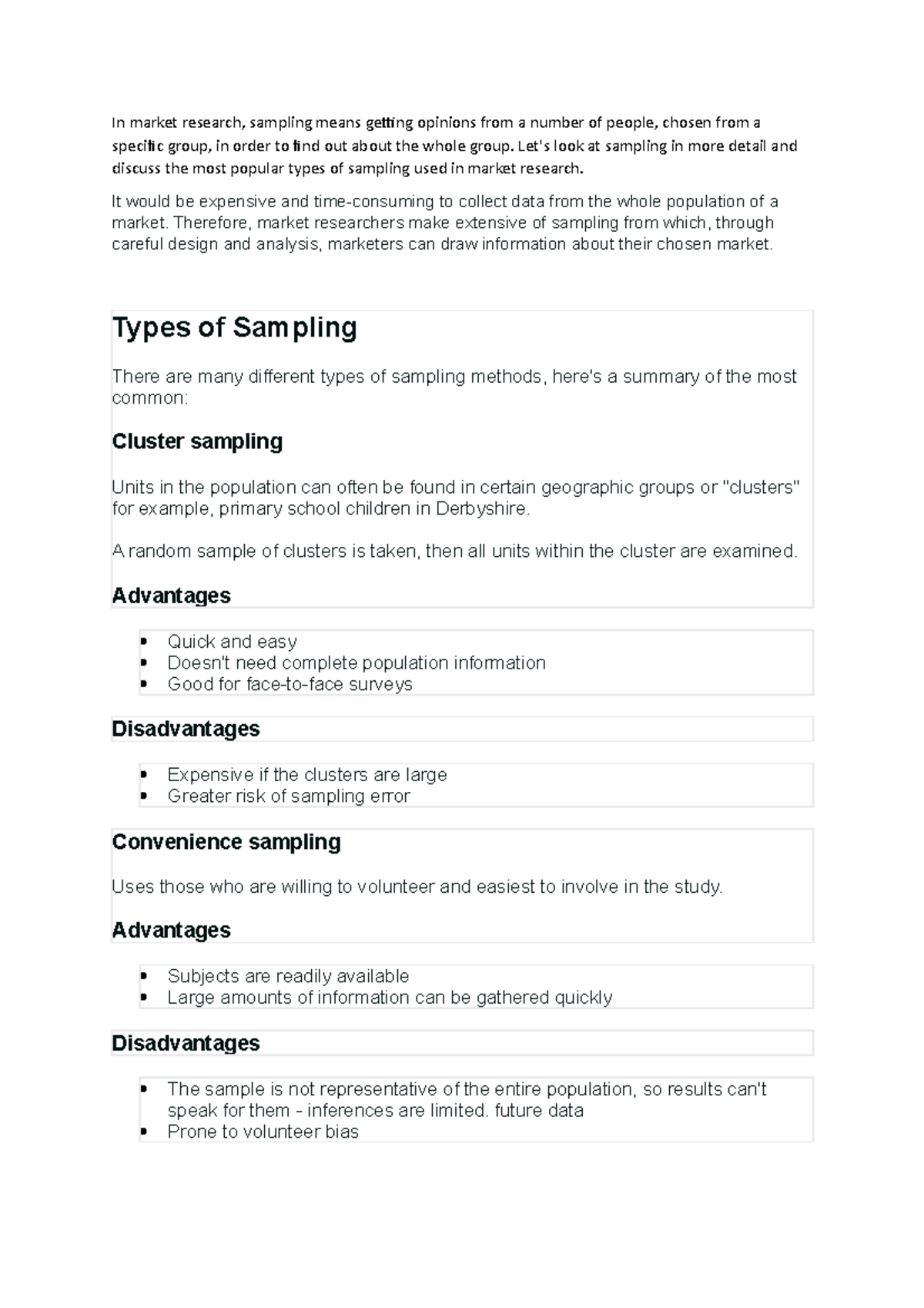 Market sampling - business - In market research, sampling means getting ...