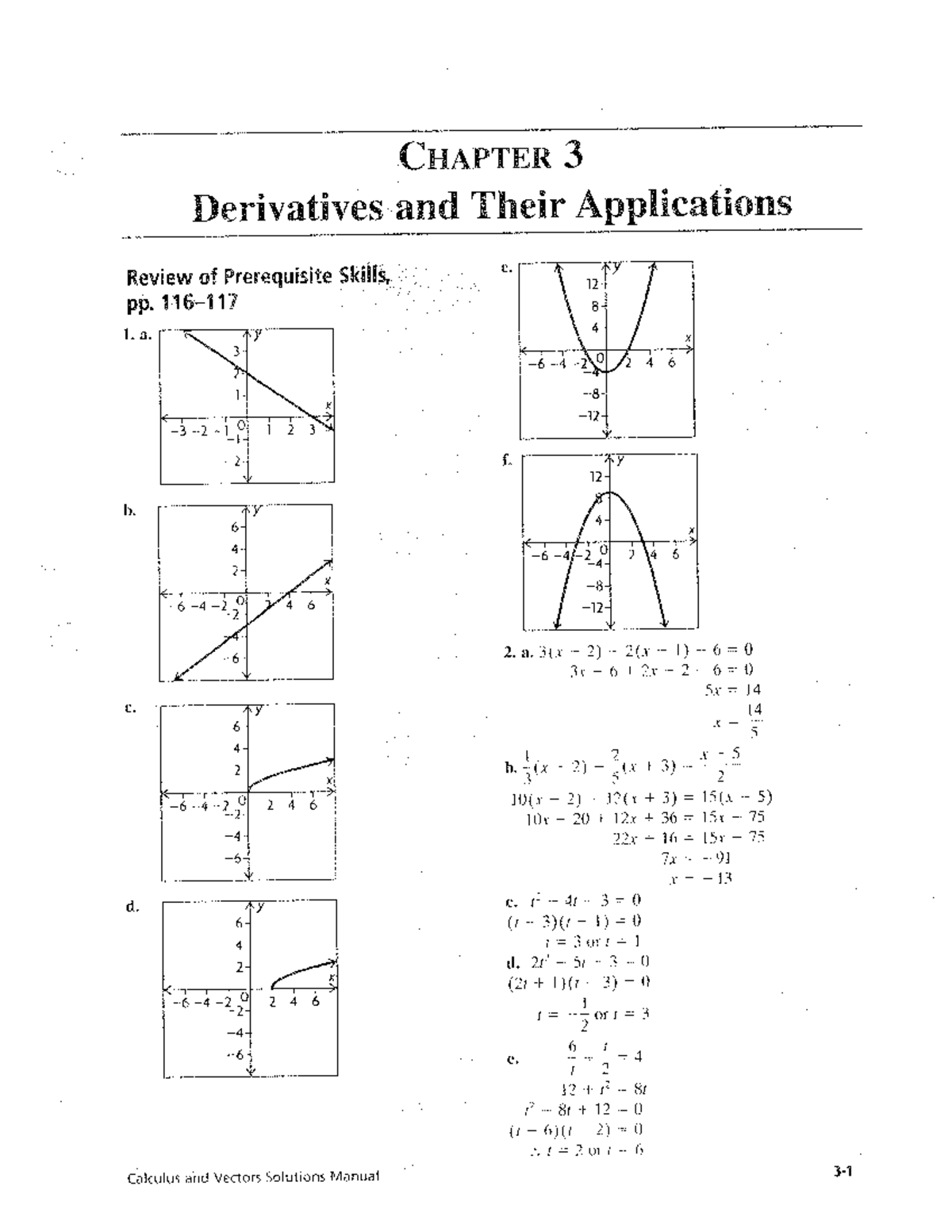 MCV4U Chapter 3 Derivatives & Applications Solutions Guide - Studocu