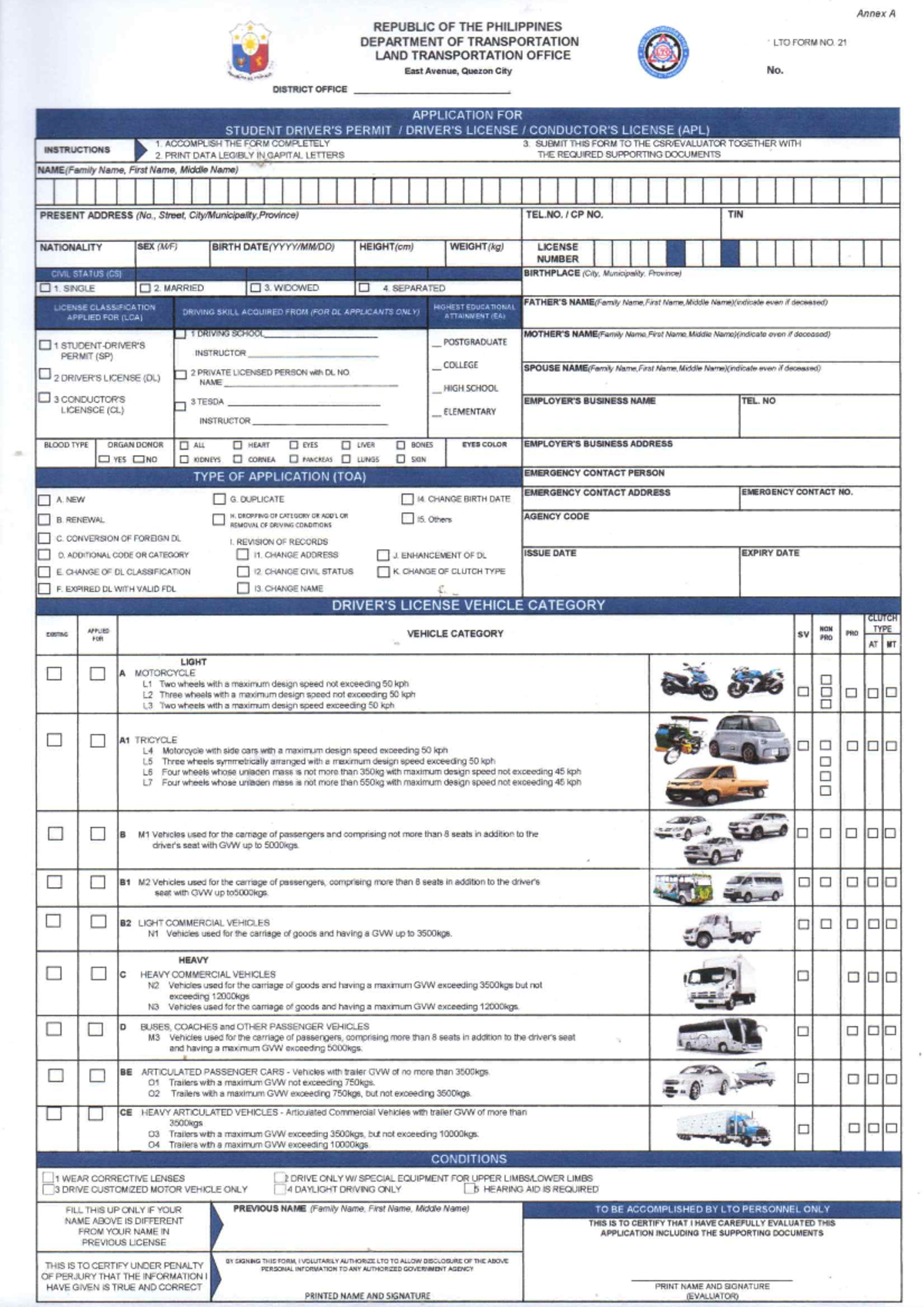 LTO Student Permit Application Form - GFHJG - Studocu