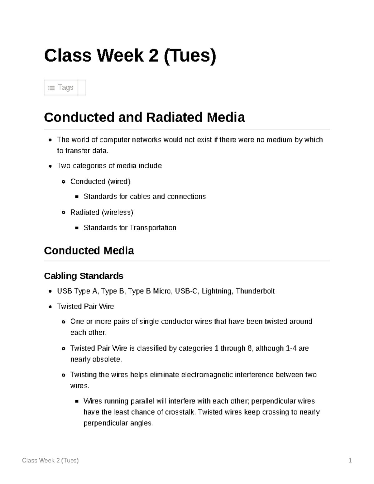 Class Wk 2 (Tues) - Overview of Conducted and Radiated Media - Studocu